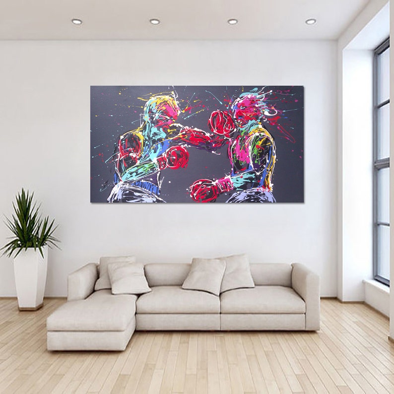 Large Original Art Boxing Fighting Texture Art Painting - Etsy