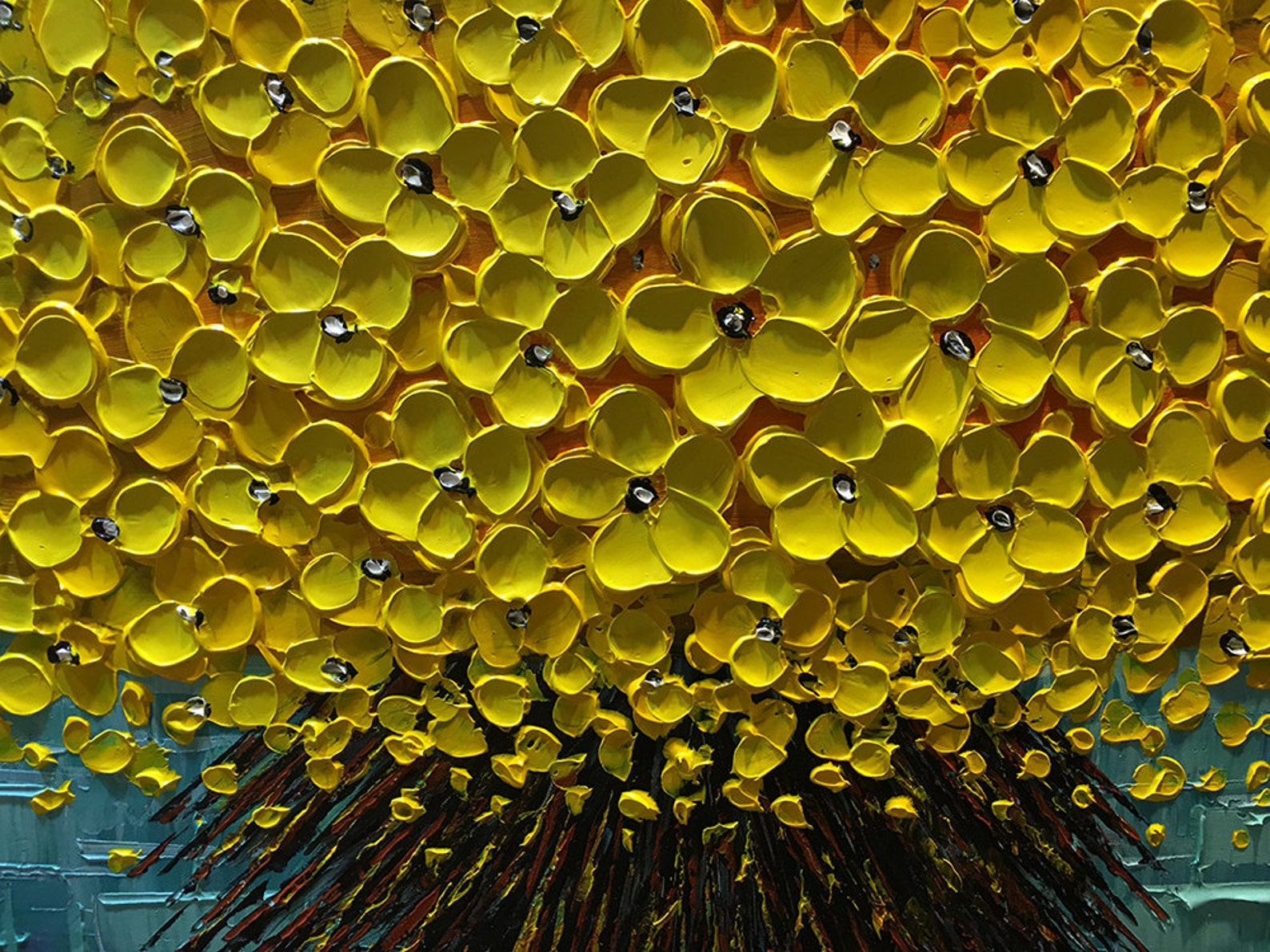 Large Hand Painted Turquoise Oil Painting Art Thick Acrylic - Etsy