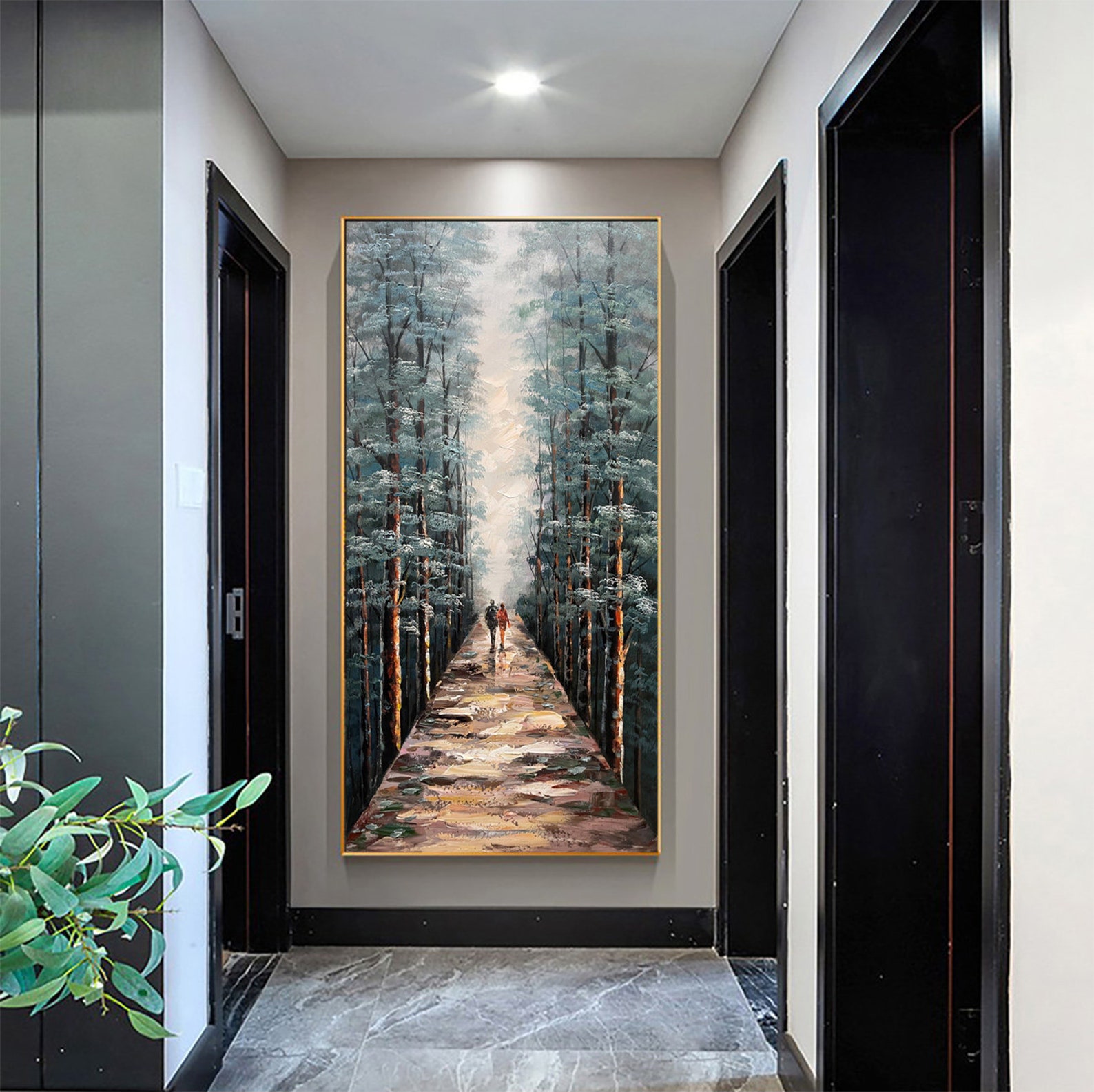 Hand Painted Couples Painting Couples Walking on a Forest Path - Etsy