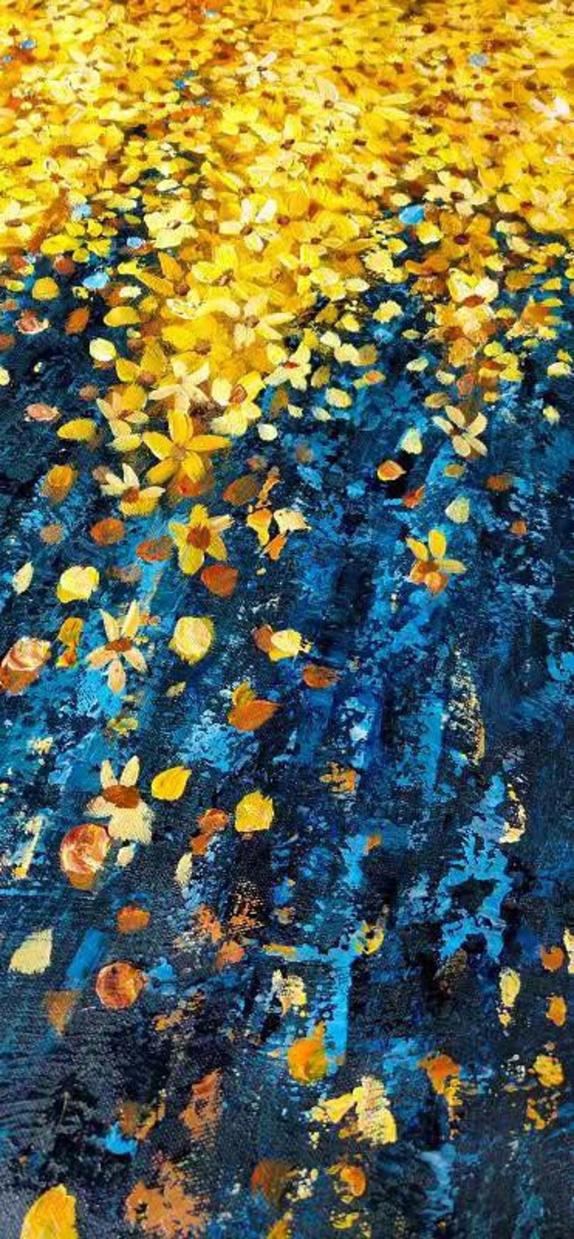 Large Dark Turquoise Oil Painting Art Thick Acrylic Palette Blooming ...