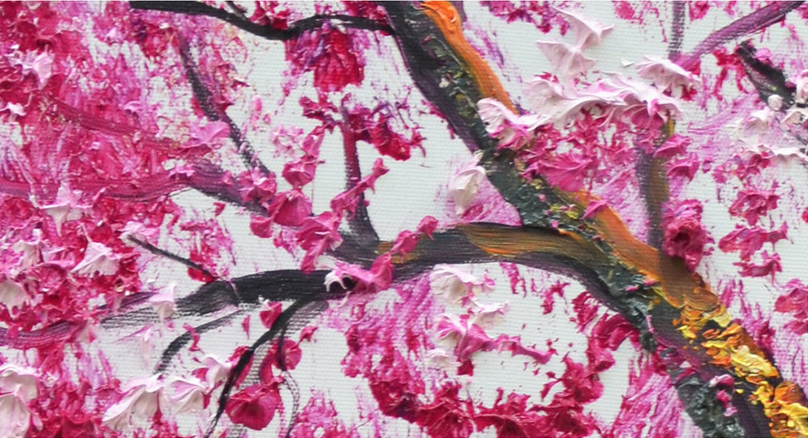 Pink Cherry Blossom Tree Painting Living Room Decor Landscape - Etsy