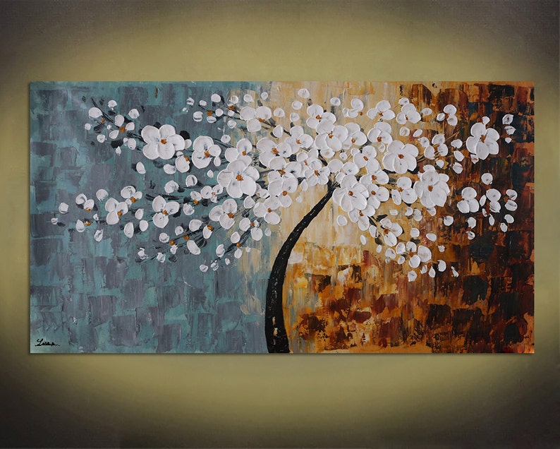 Hand-painted Living Room Home Decor Flower Wall Art Picture Abstract ...