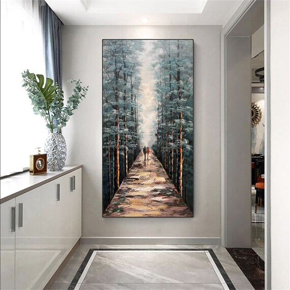 Hand Painted Couples Painting Couples Walking on a Forest Path - Etsy