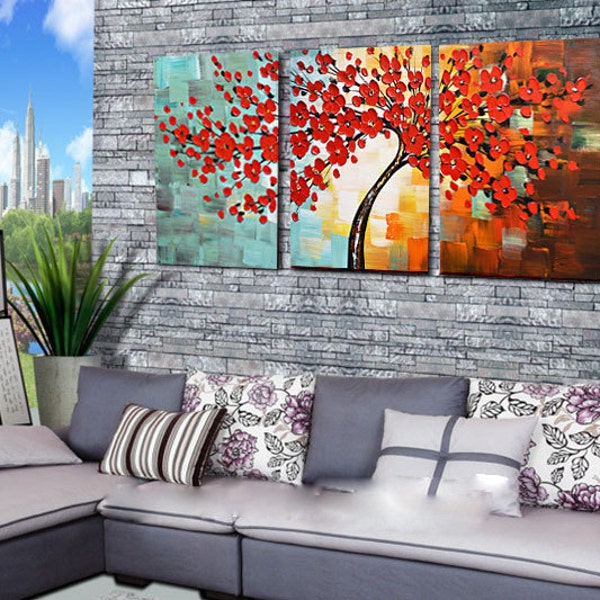 Red Tree Painting - Etsy