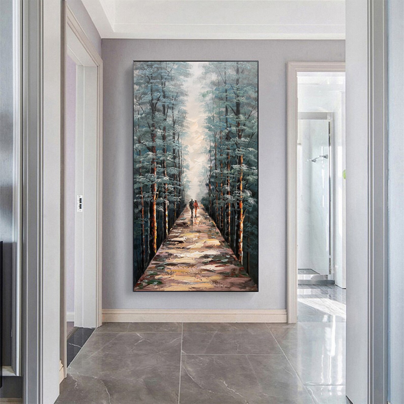Hand Painted Couples Painting Couples Walking on a Forest Path - Etsy
