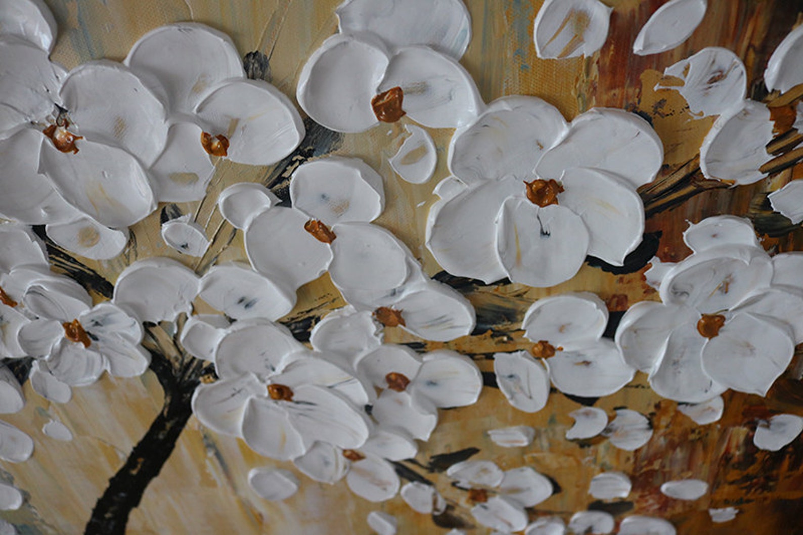 Hand-painted living room home decor flower wall art picture | Etsy