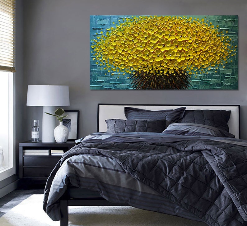 Large Hand Painted Turquoise Oil Painting Art Thick Acrylic - Etsy