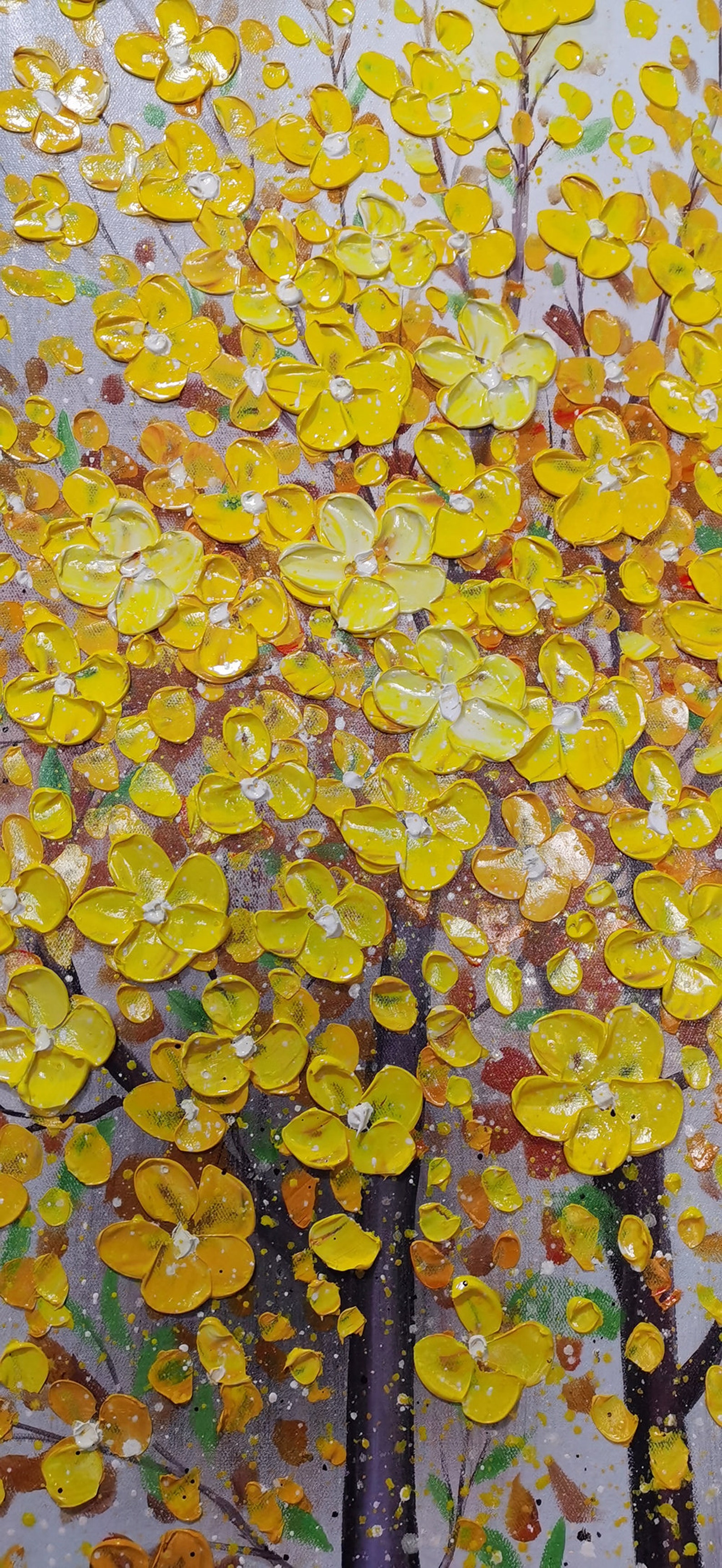 Large Art Yellow Flower Oil Painting on Canvas Living Room - Etsy