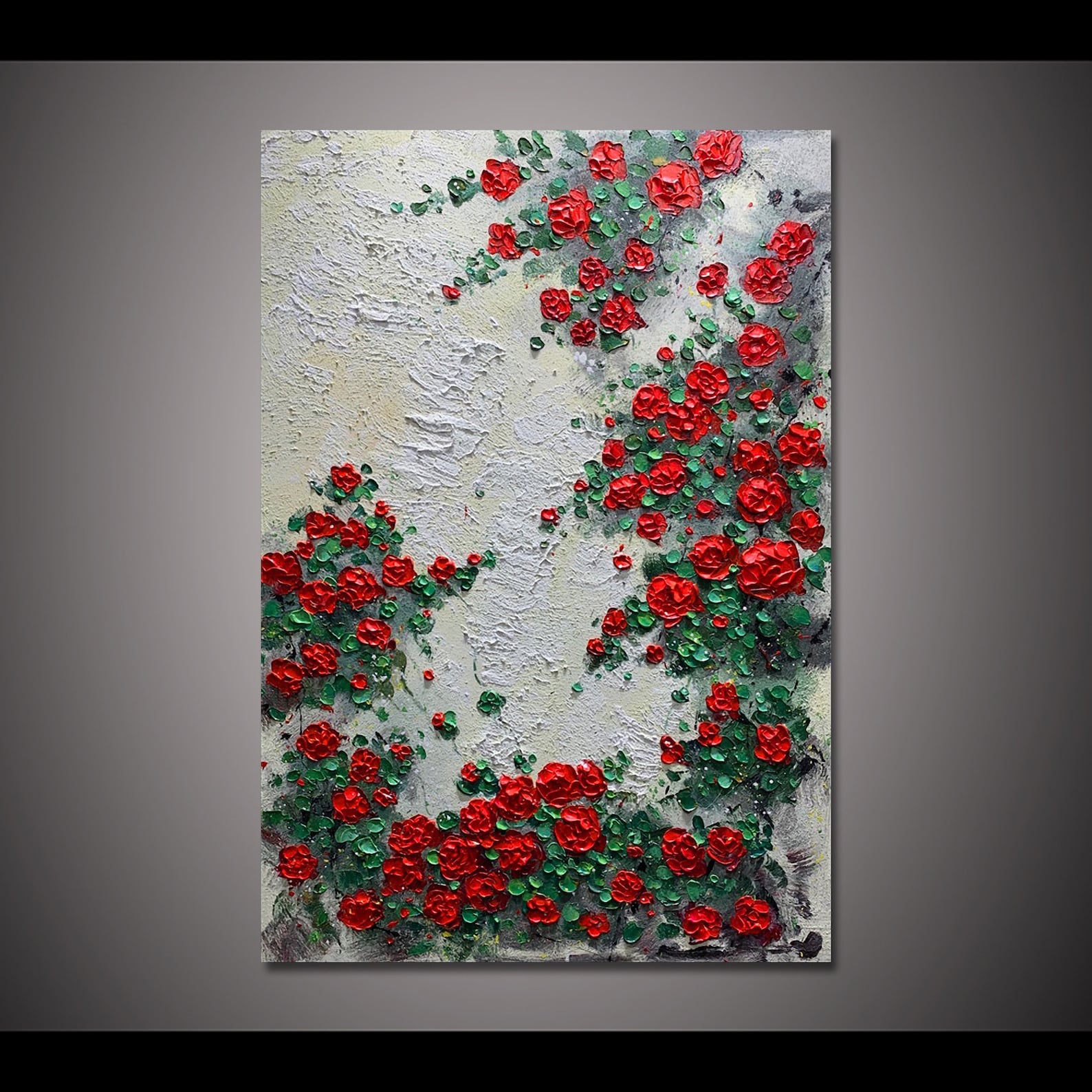 Large 3D Red Rose Flower Oil Painting on Canvas Abstract - Etsy