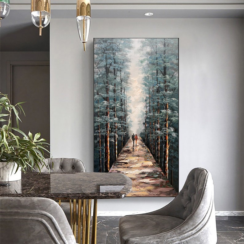 Hand Painted Couples Painting Couples Walking on a Forest Path - Etsy