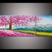 Pink Cherry Blossom Tree Painting Living Room Decor Landscape - Etsy