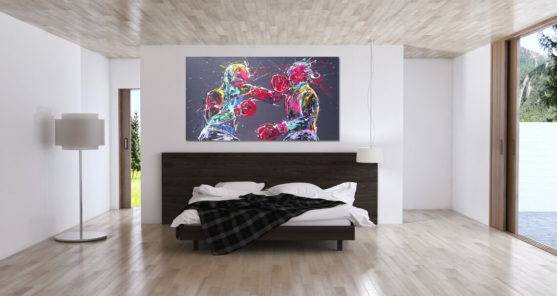 Large Original Art Boxing Fighting Texture Art Painting - Etsy