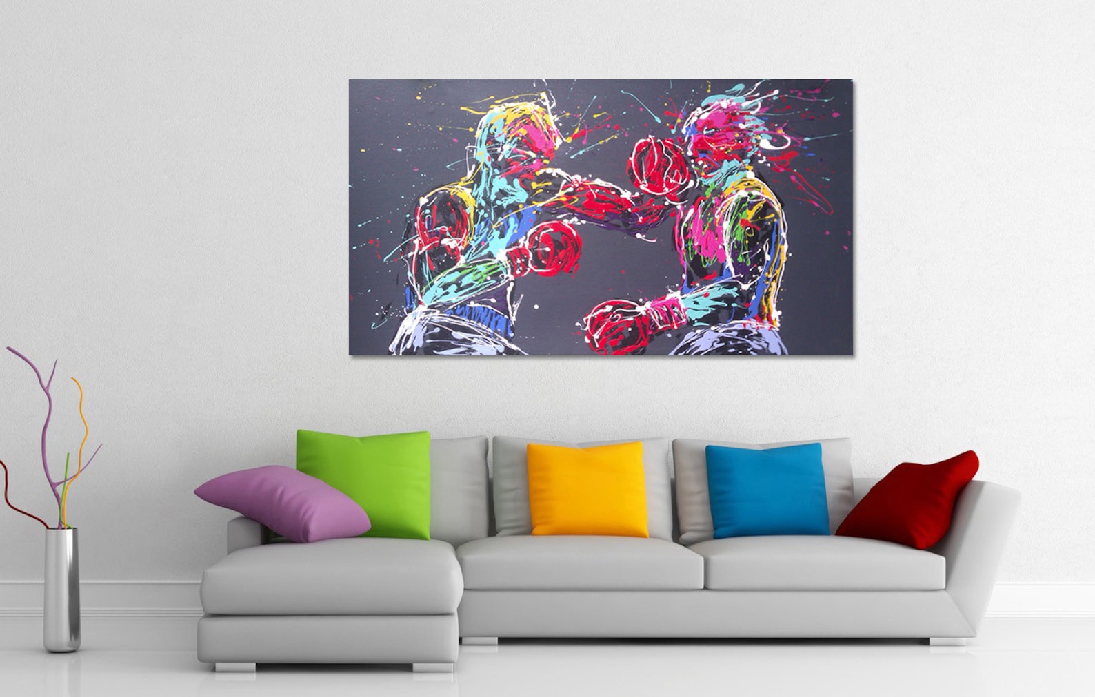 Large Original Art Boxing Fighting Texture Art Painting - Etsy