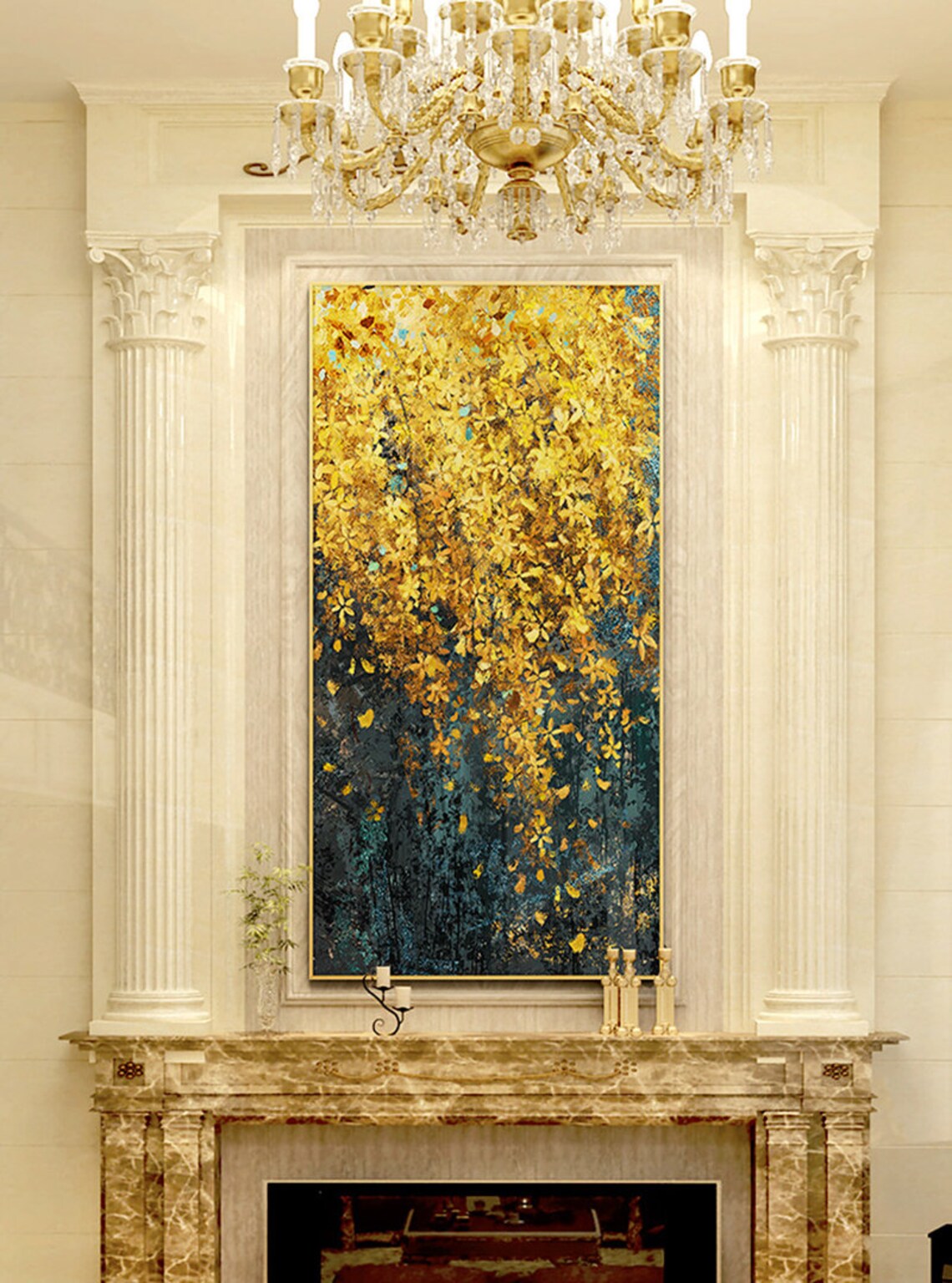 Large Dark Turquoise Oil Painting Art Thick Acrylic Palette Blooming ...