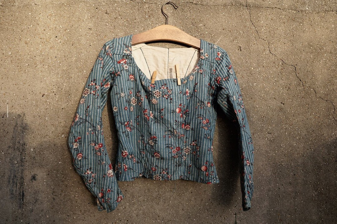 Antique French Caraco 1780s 1700s Indienne Chintz Calico Blouse Bodice ...
