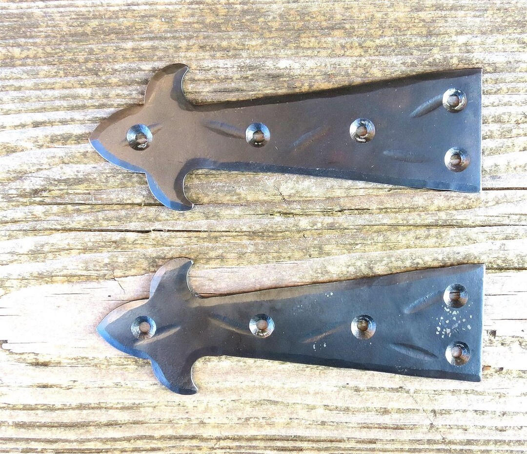 2 False Hinge Fronts, 5.5" Forged Iron Door Decoration Metal Strap ...