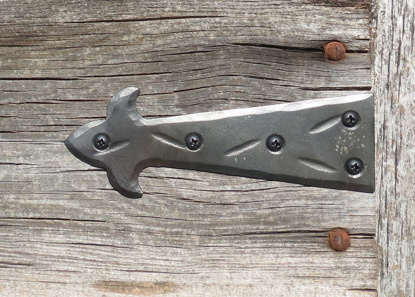 2 False Hinge Fronts, 5.5" Forged Iron Door Decoration Metal Strap ...