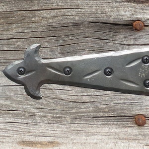 2 False Hinge Fronts, 5.5" Forged Iron Door Decoration Metal Strap ...