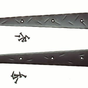 2 False Hinge Fronts, Hand Forged Flat Metal Plate 13" Wrought Iron ...