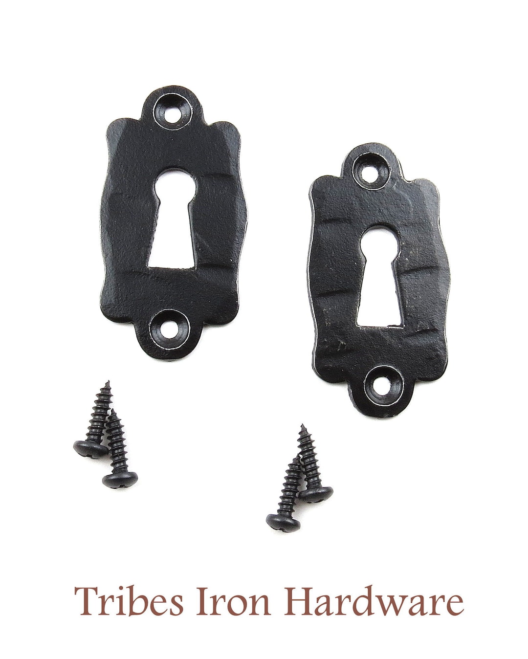 2 Hand Forged Keyhole Covers, Escutcheon Plate, Cabinet Door Metal ...