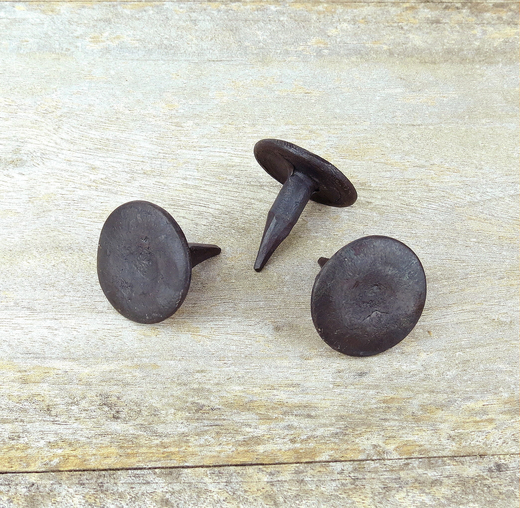 20 Flat Round Head Nails, Hand Forged Wrought Iron Decorative Clavos ...