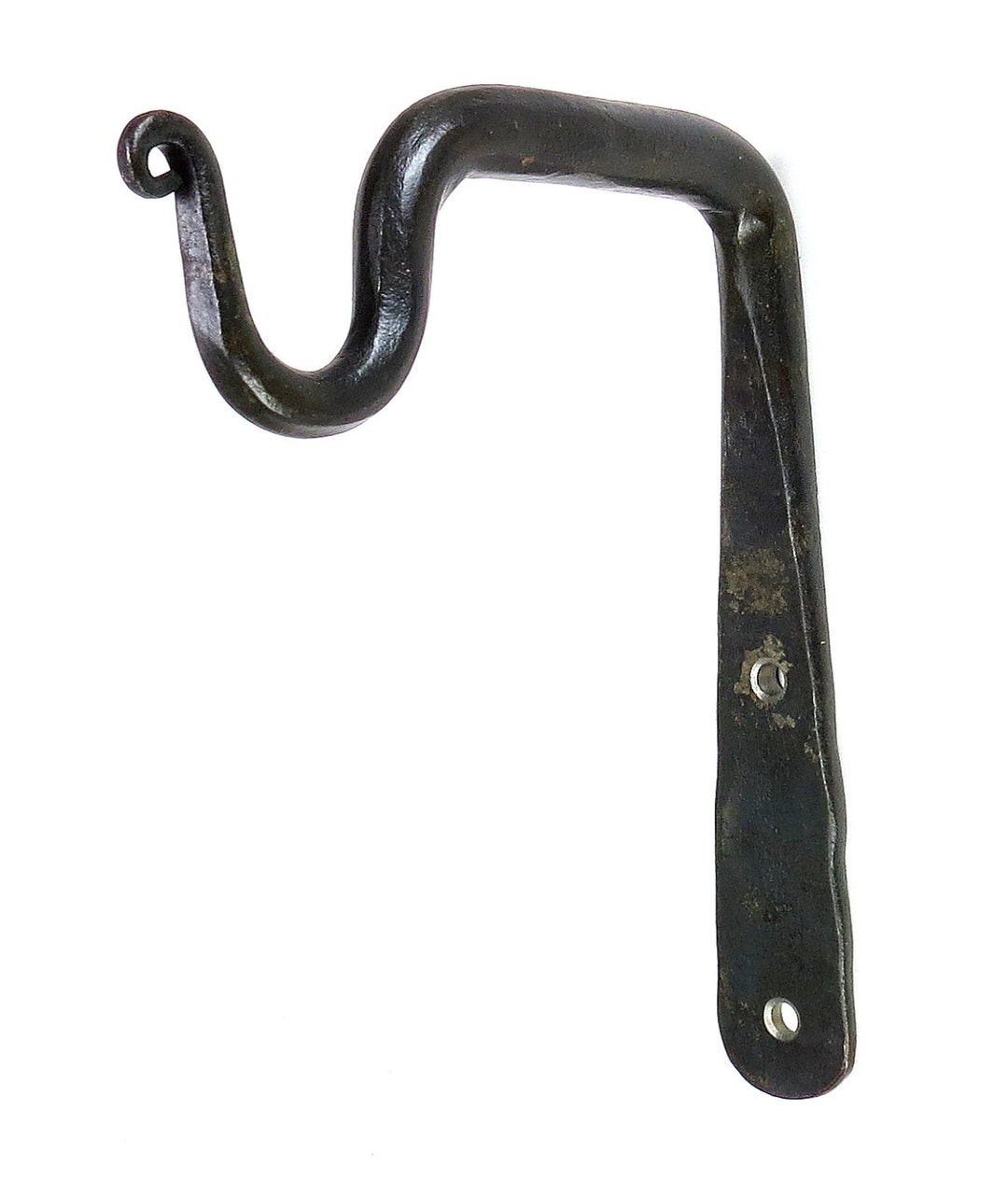 Pair of Curtain Pole Holders, Hand Forged Metal Rod Hooks, Wrought Iron ...
