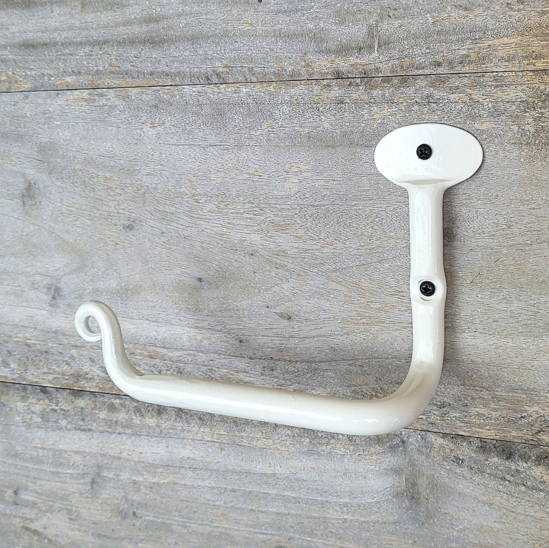 Toilet Paper Holder Hand Forged Tissue Roll Hanger Cream White Wrought ...