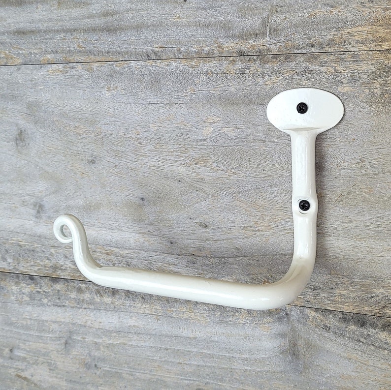 Toilet Paper Holder Hand Forged Tissue Roll Hanger Cream White Wrought ...