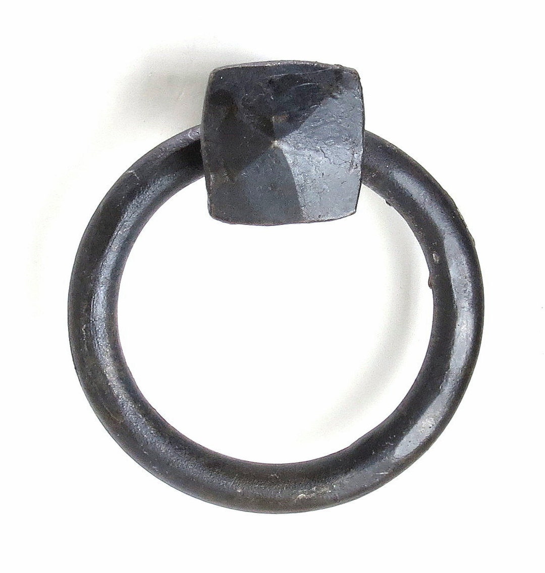 Cabinet Drop Ring Pull, Hand Forged Wrought Iron Knob, Farmhouse ...