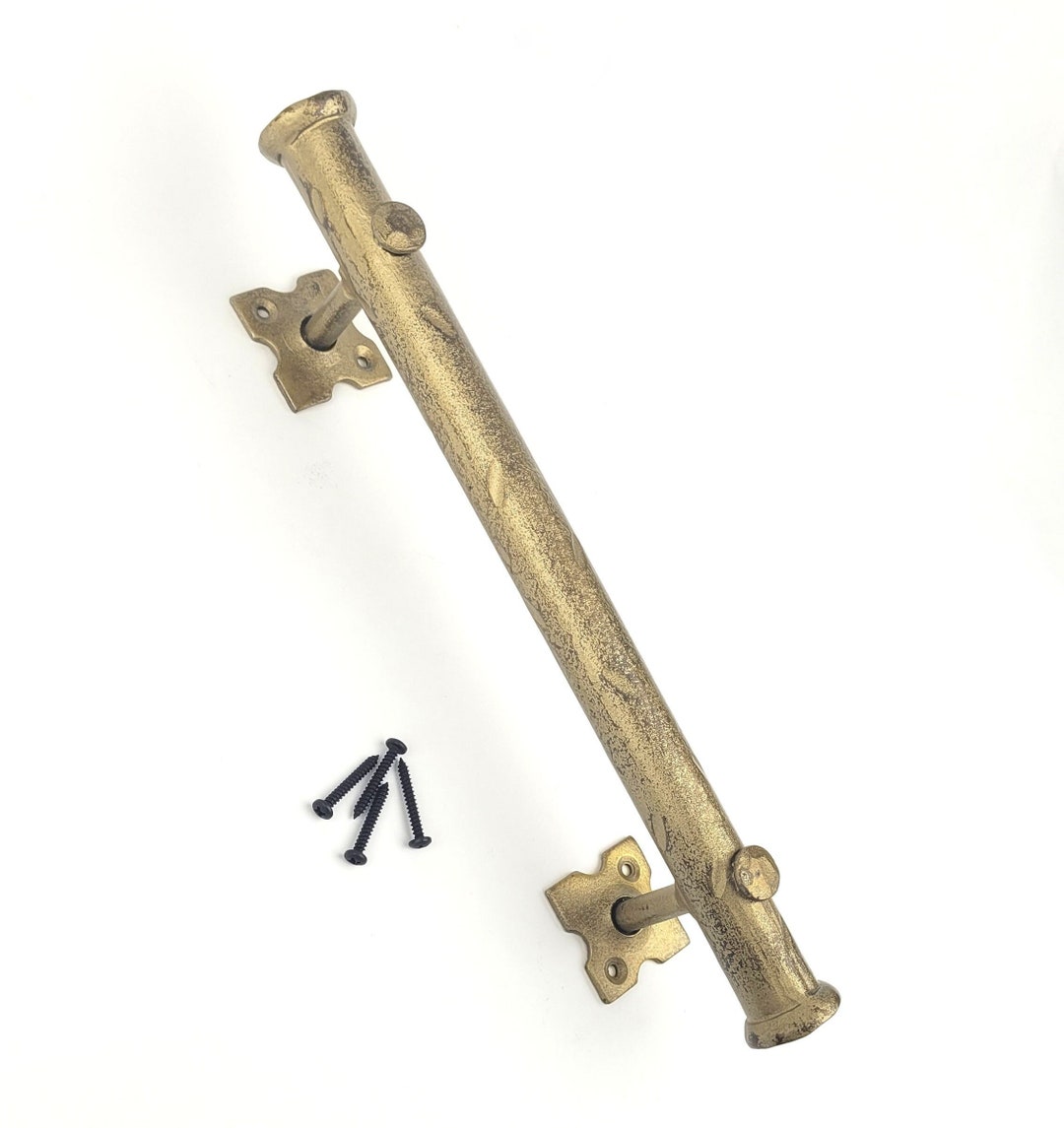 Interior Push Pull Door Handle, Distressed Gold Painted, Hand Forged ...