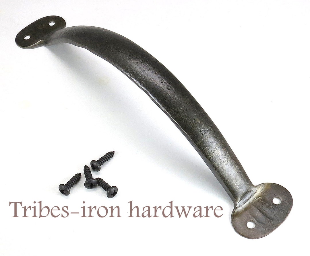 Hand Forged Pull Handle Wrought Iron 8" Metal Bow Farmhouse Kitchen ...