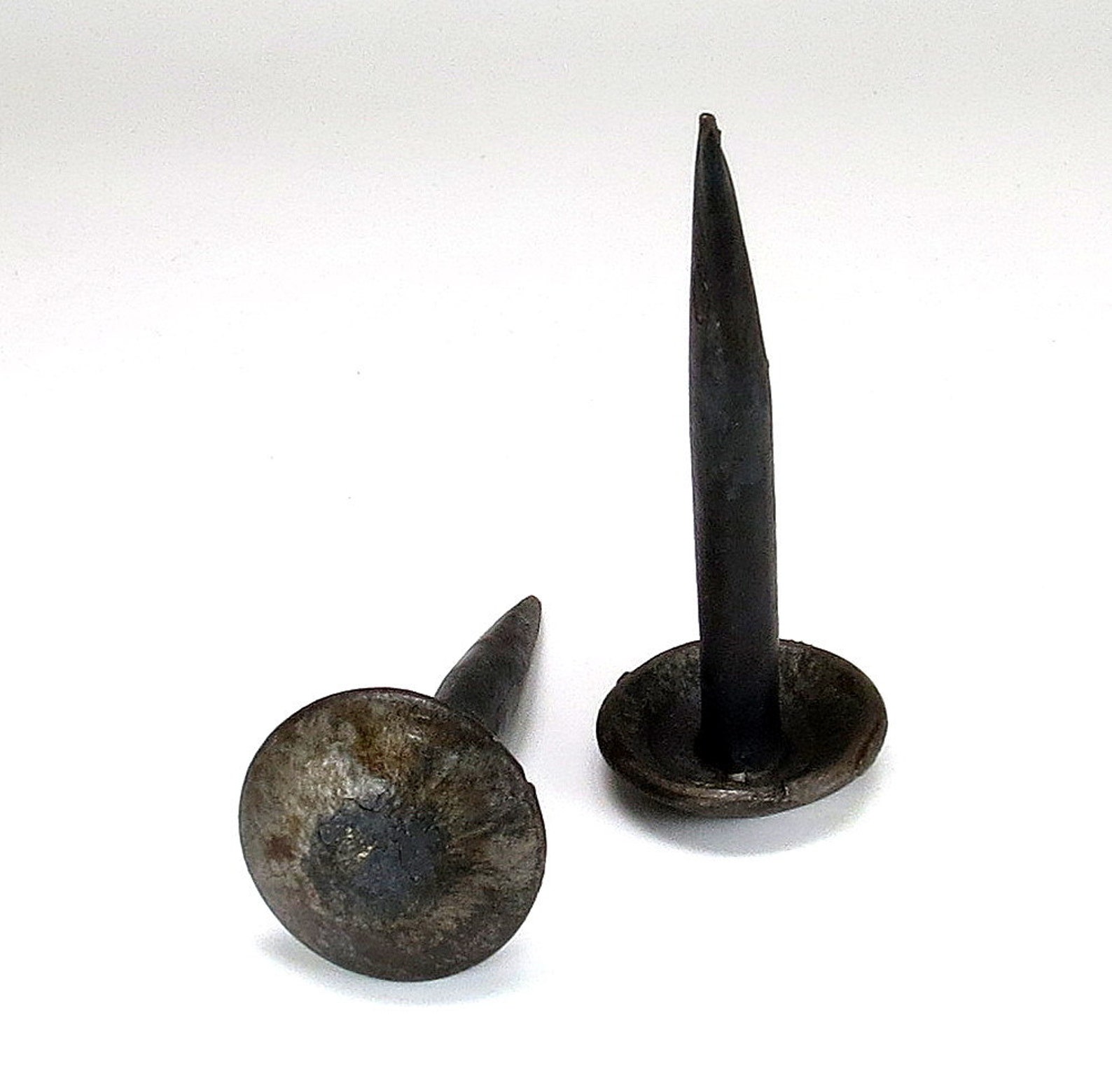 Lot of 8 Hand Forged Long Nails With Round Domed Head, Rustic Wrought ...