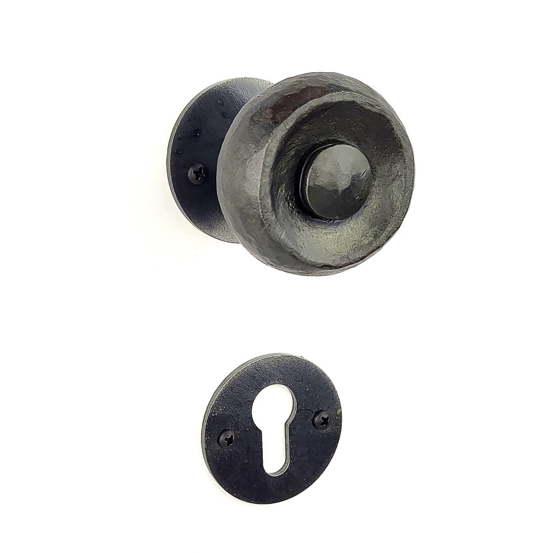 Round Door Knobs Euro Cylinder Cover Plate PAIR Set, Lever Door Passage ...
