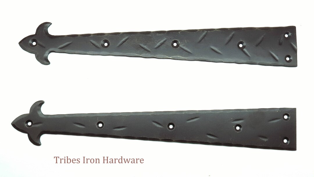 2 False Hinge Fronts, Hand Forged Flat Metal Plate 13" Wrought Iron ...