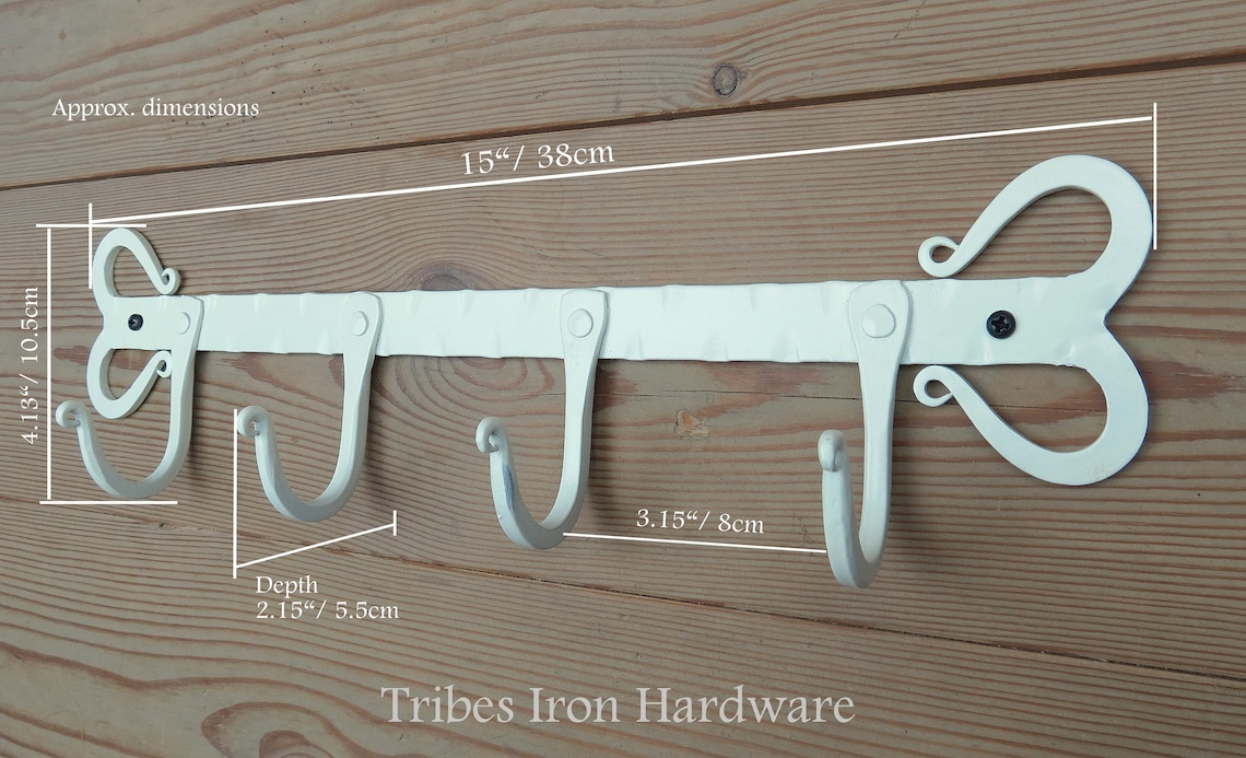 4 Hook Rack Panel Hand Forged 15 Wrought Iron Hanger - Etsy