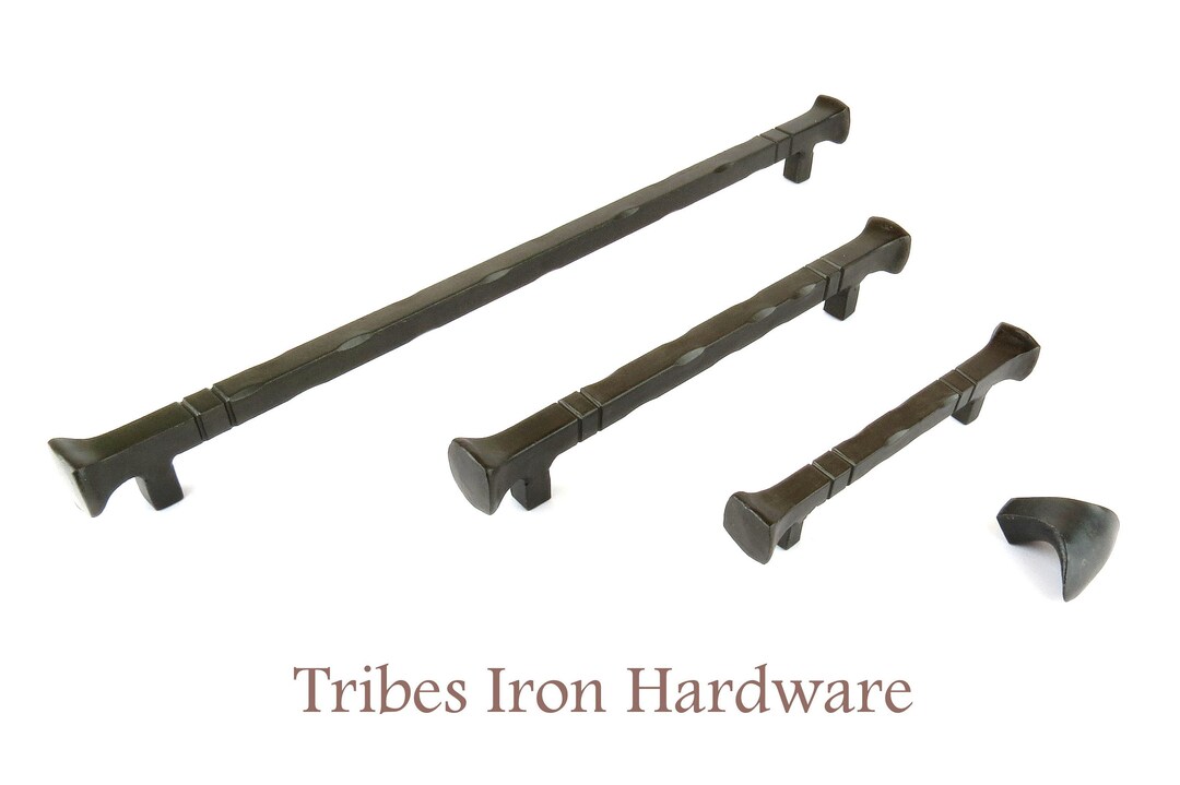 Hand Forged Cabinet Pull Handles, Wrought Iron Drawer Knob, Modern ...