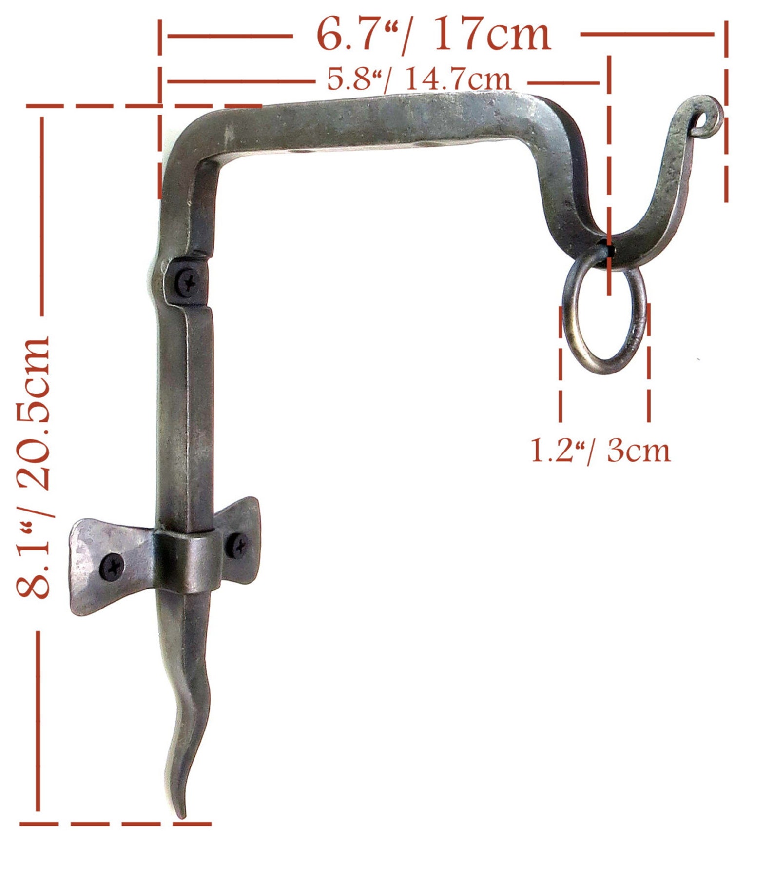 Shelf Bracket + Ring Blacksmith Hand Forged Wrought Iron Curtain Rod ...