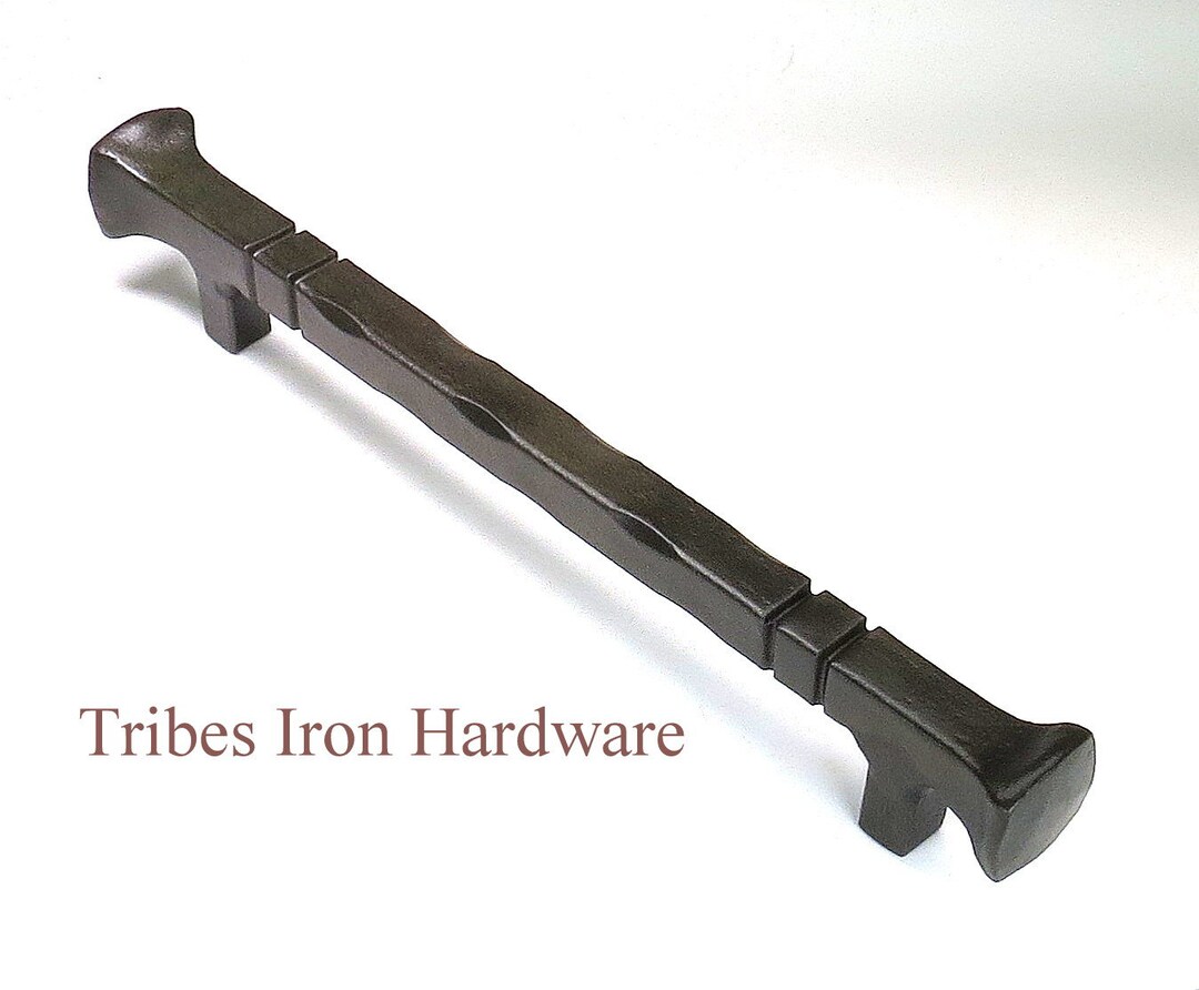 Wrought Iron 8.25" Pull Handle, FLAT HEADED Square Rod 160mm Kitchen ...