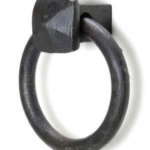Cabinet Drop Ring Pull, Hand Forged Wrought Iron Knob, Farmhouse Kitchen Cupboard Drawer Pull ...