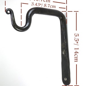 Pair of Curtain Pole Holders, Hand Forged Metal Rod Hooks, Wrought Iron ...