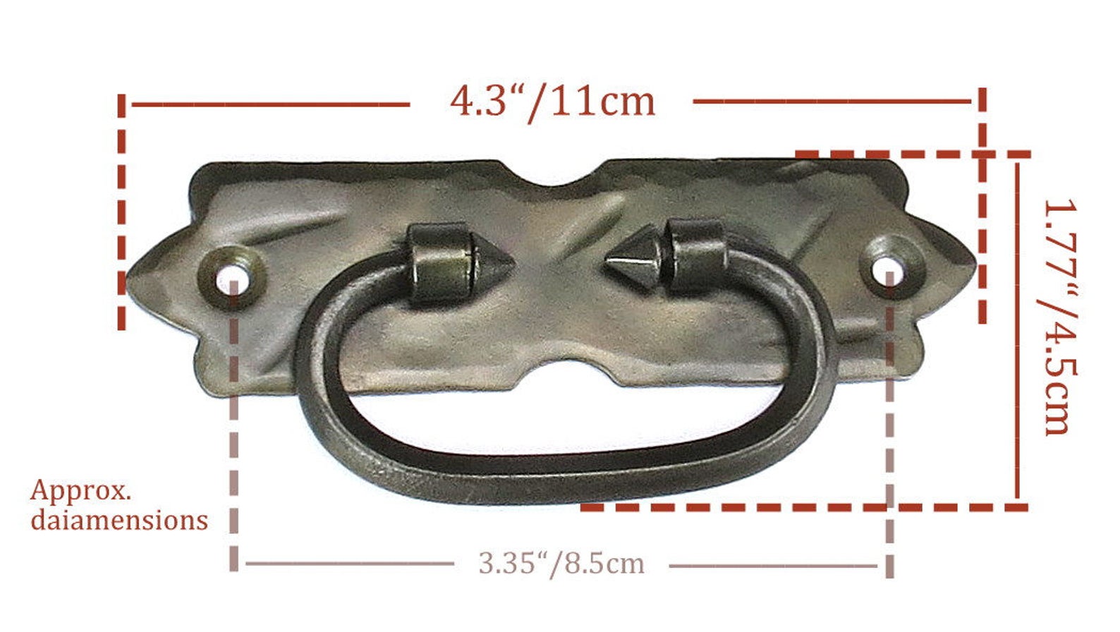 Cabinet Back Plate Ring Pull Drawer Handle Hand Forge Wrought Iron ...