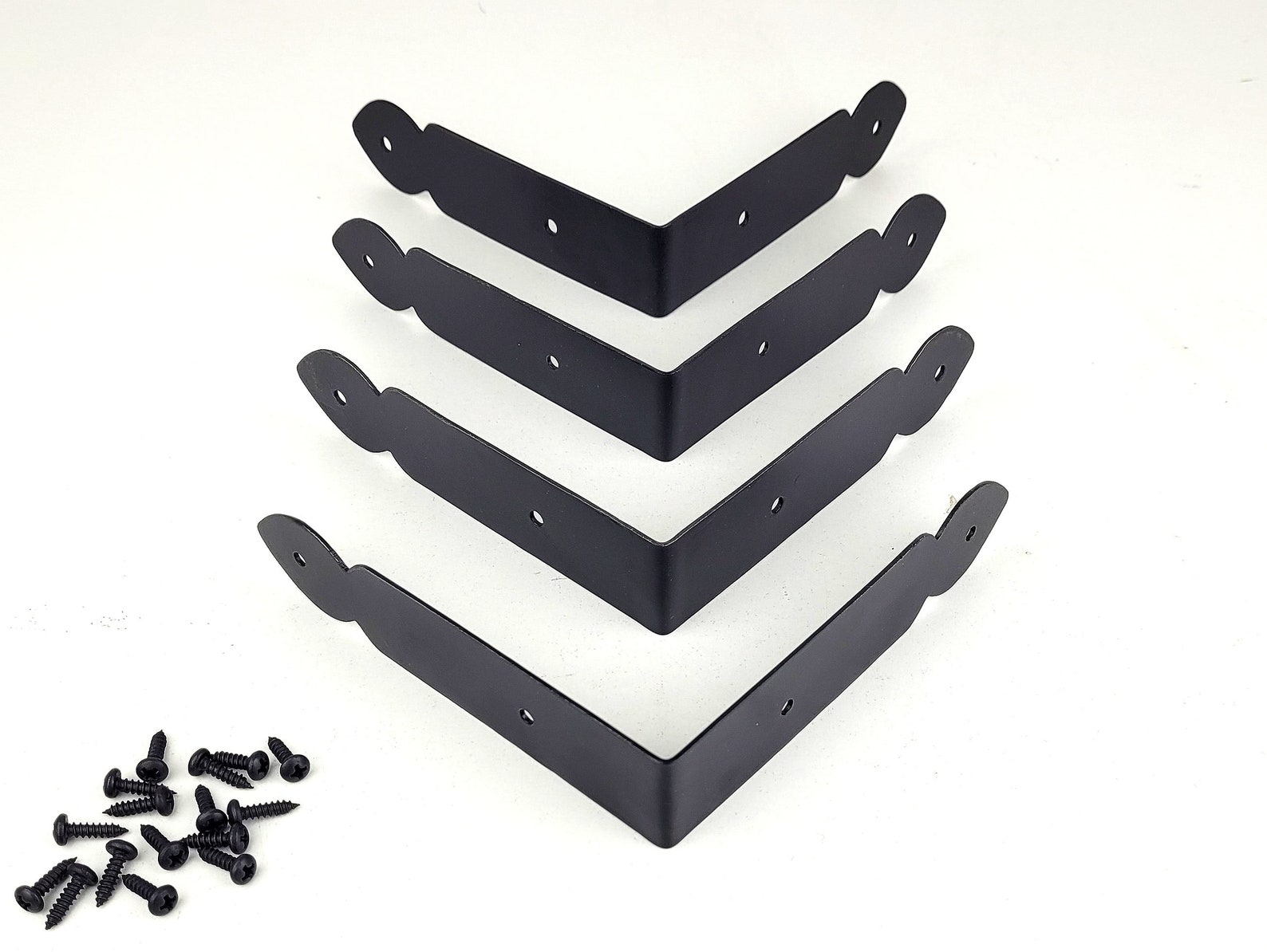 4 Decor Corner Braces Black Wrought Iron Table Angle Plates - Etsy