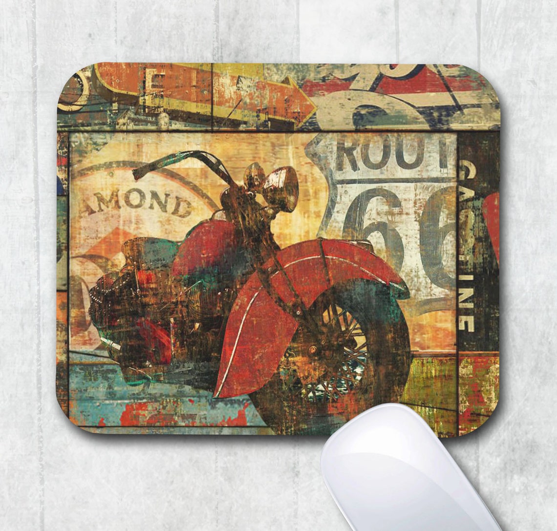 Mousepad / Route 66 Motorcycle Big Red | Etsy