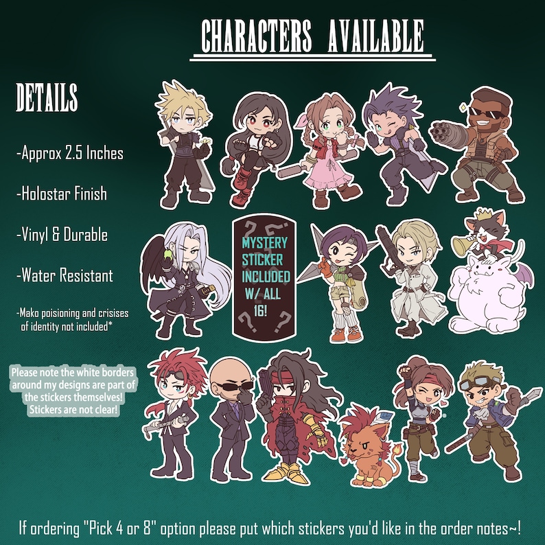INSTOCK FF7 Fanmade Sticker Collection - Etsy