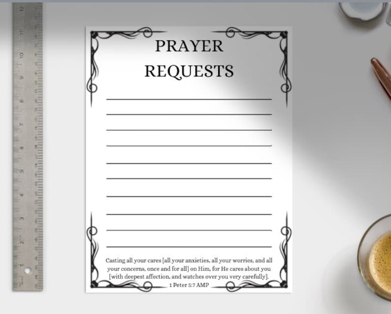 Prayer Request Sheet | Template | Pray | Prayer | Black and White ...
