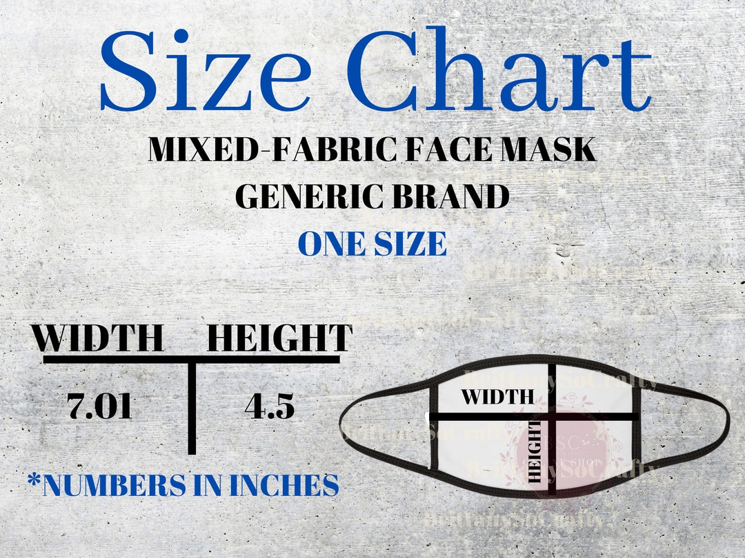 Mixed-fabric Mask Size Chart Generic Brand Face Mask - Etsy