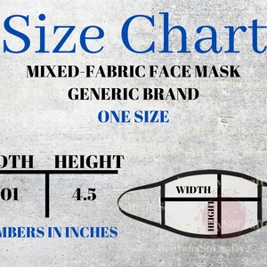 Mixed-fabric Mask Size Chart Generic Brand Face Mask - Etsy