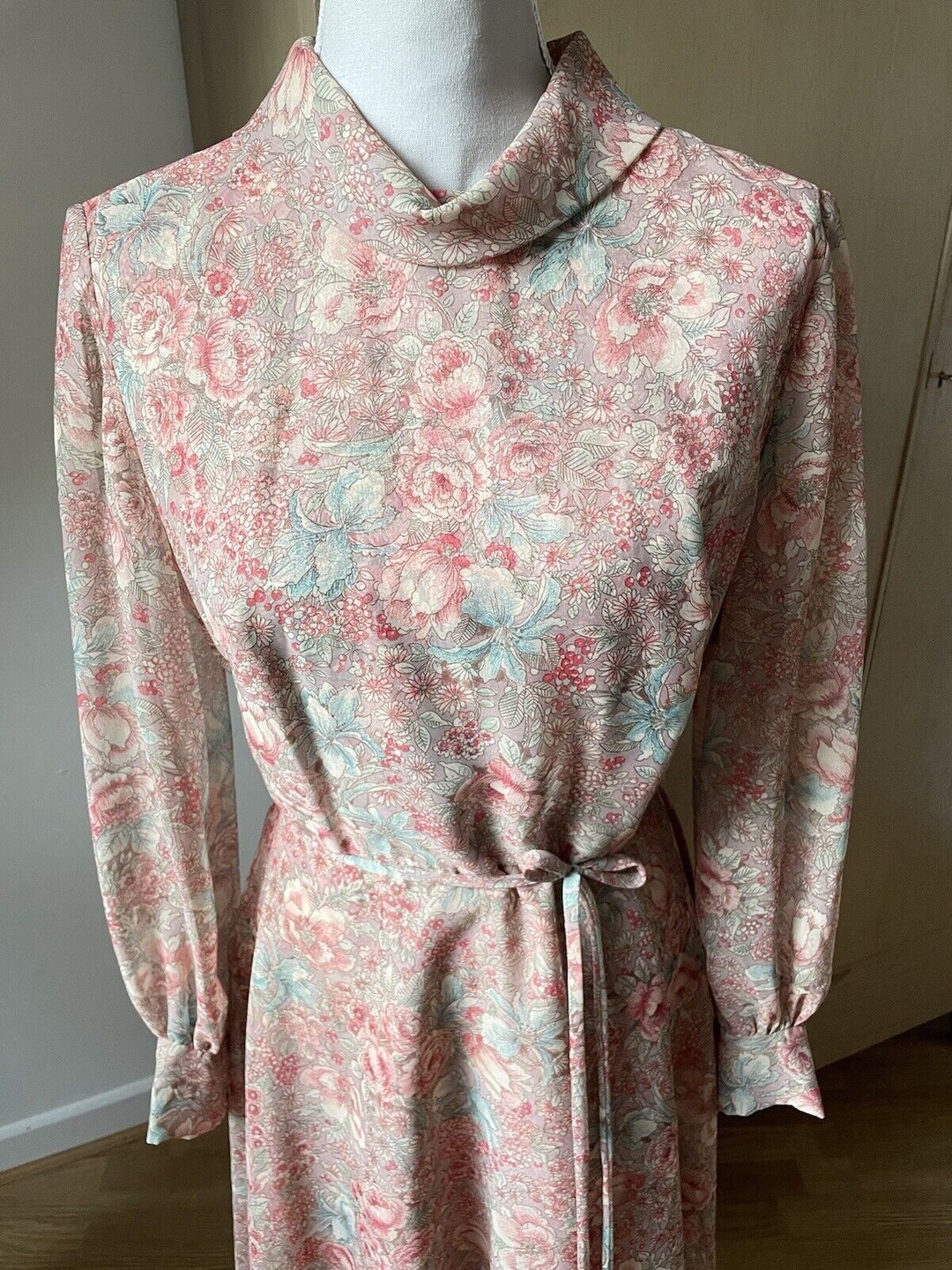 Vintage Peggy French Floral Dress With Sheer Overlay - Size 12 - Etsy