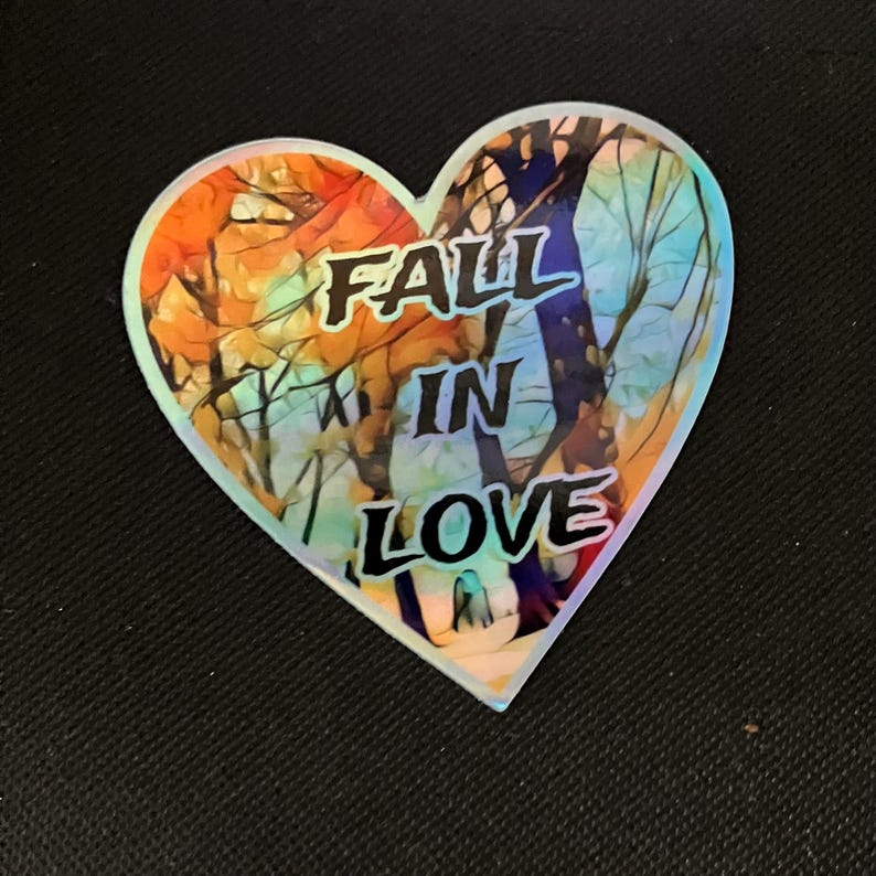 Holographic Fall in Love Sticker - Etsy