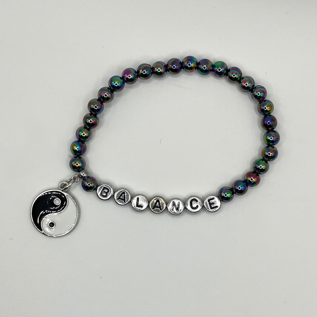Yin Yang Balance Beaded Stretch Bracelet Handmade - Etsy
